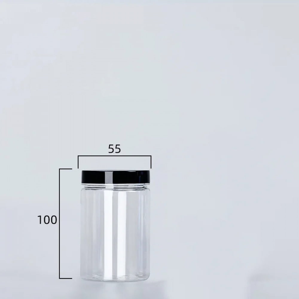 PET Sealed Can Potion Spice Jars Plastic Transparent Tape Black Cap ...