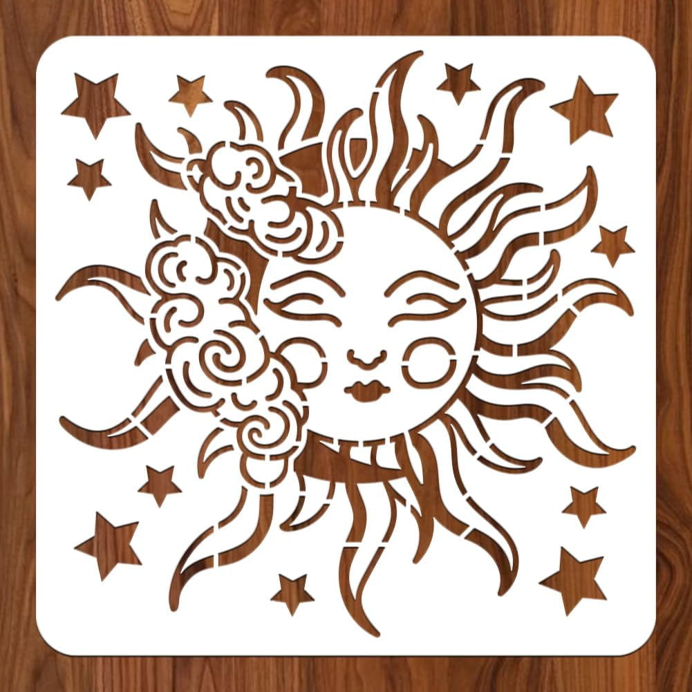 PET Sun and Star Stencil for Wall Painting Sun and Star Painting ...