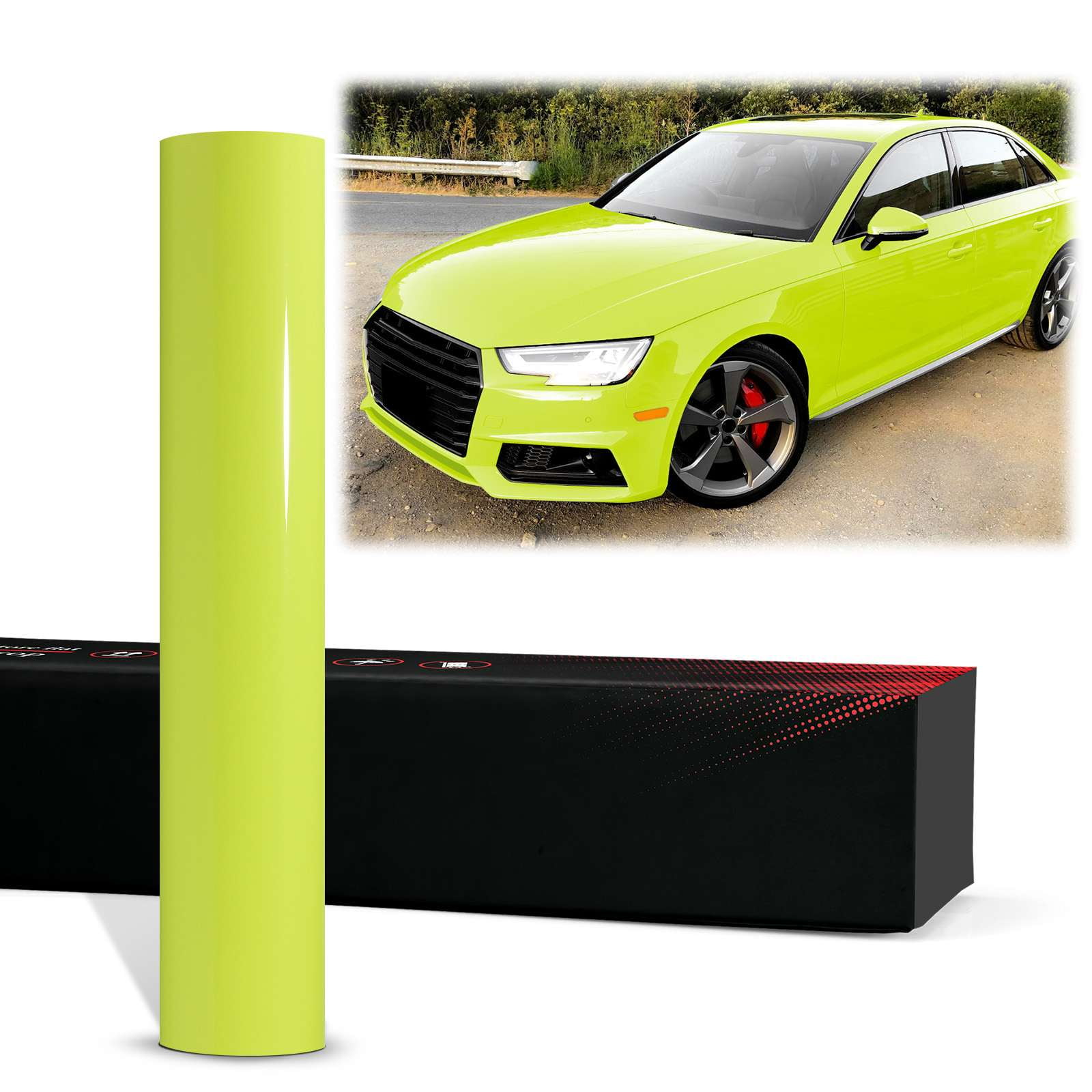 PET Super Gloss Acid Lime High Glossy Vinyl Wrap Auto Car Sticker Decal ...