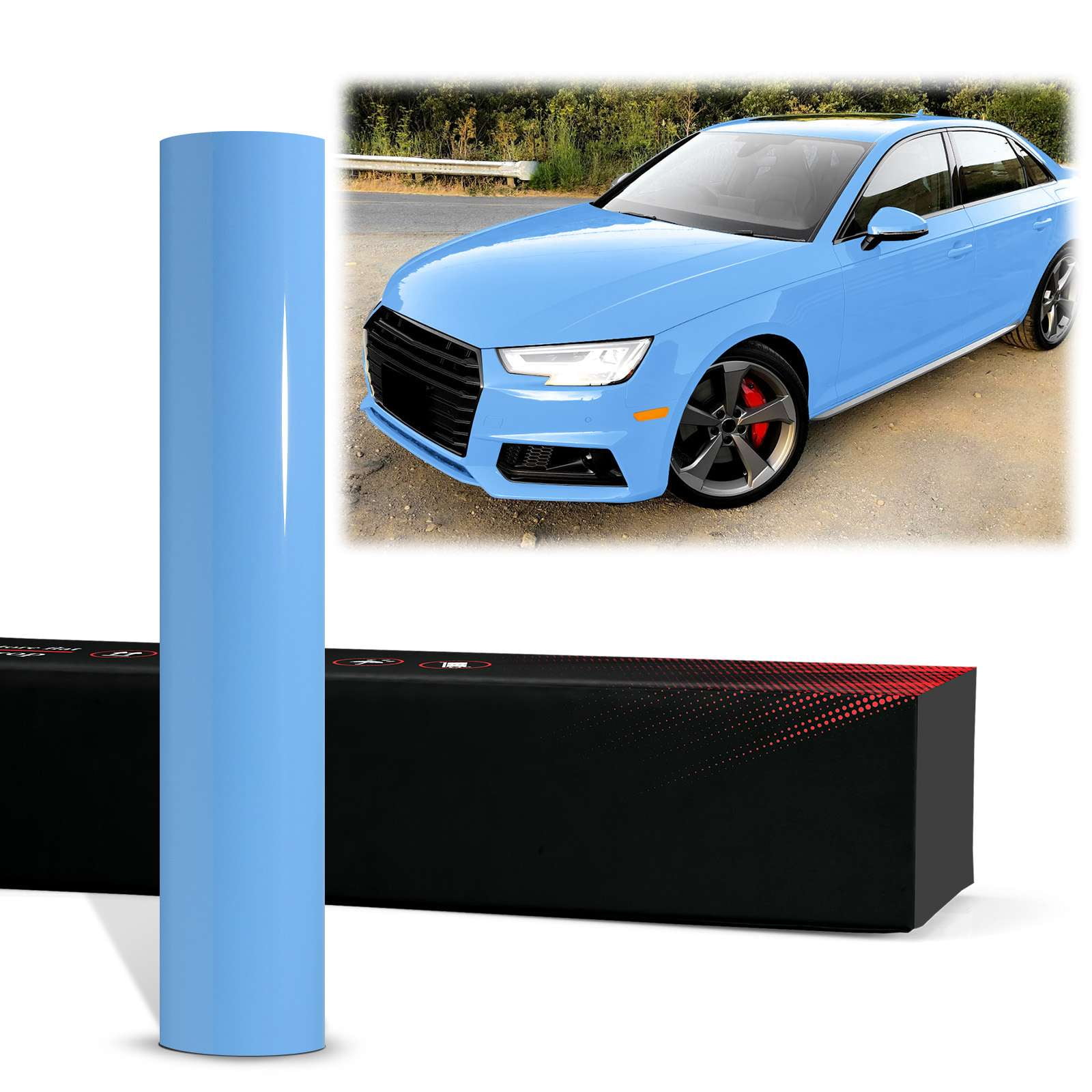 PET Super Gloss Baby Blue High Glossy Vinyl Wrap Auto Car Sticker Decal ...