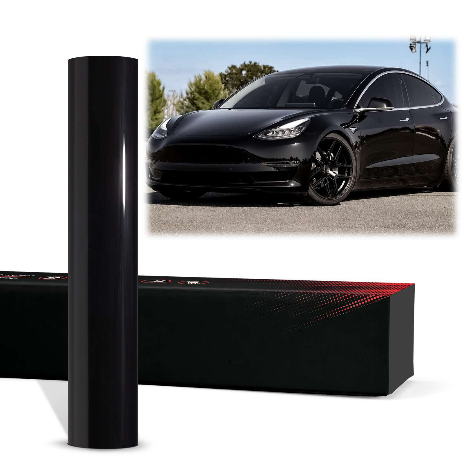 PET Super Gloss Black High Glossy Vinyl Wrap Auto Car Sticker Decal ...