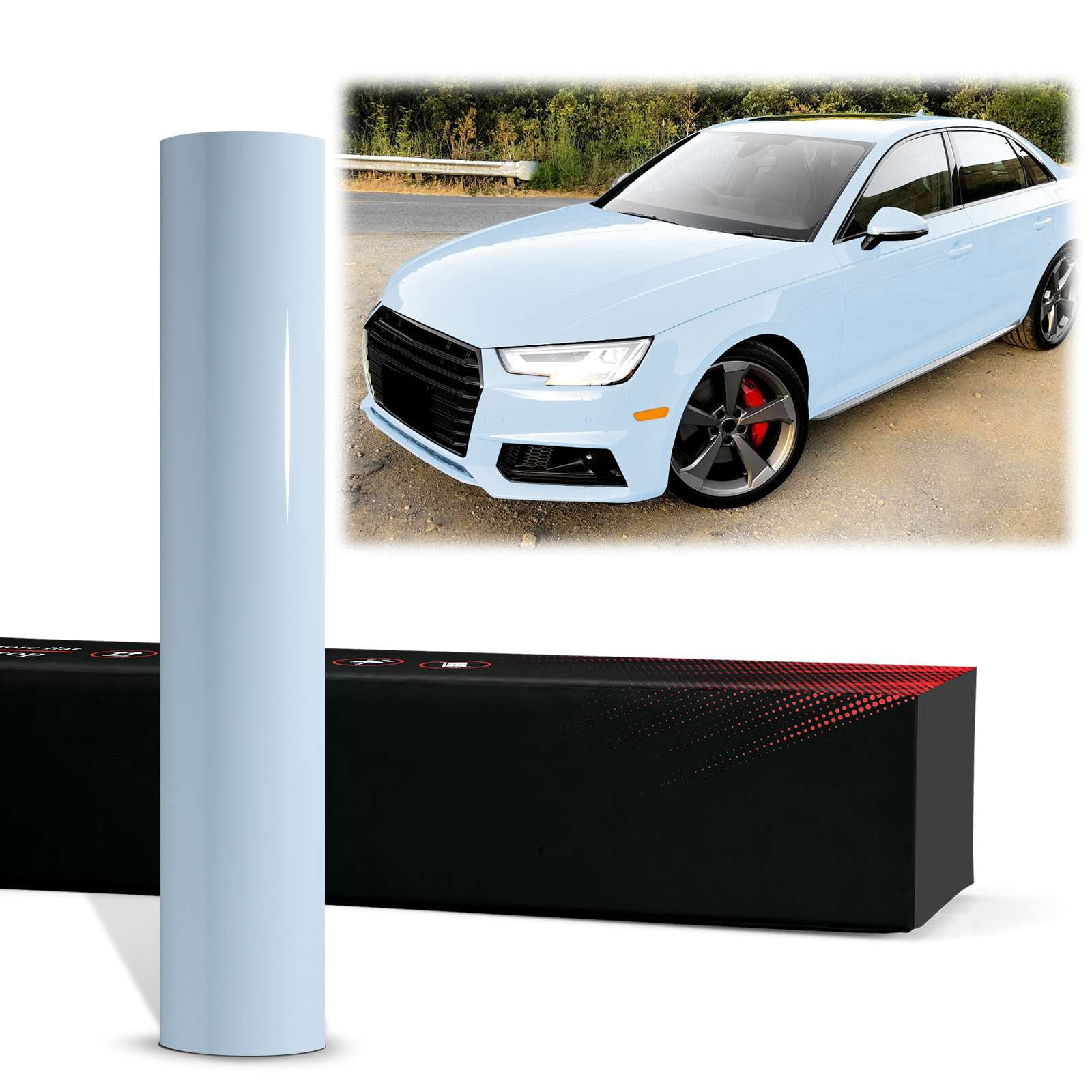 PET Super Gloss Ice Blue High Glossy Vinyl Wrap Auto Car Sticker Decal ...