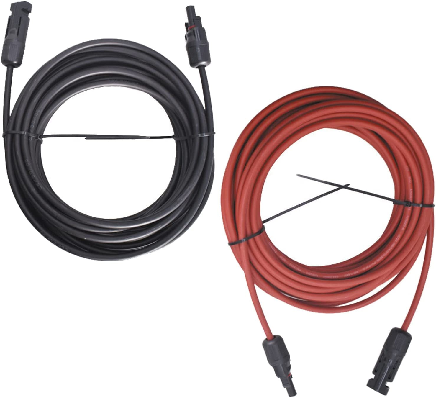 PET-U 1 Pair 30 Ft Solar Panel Extension Cable Wire Connector 10 AWG ...