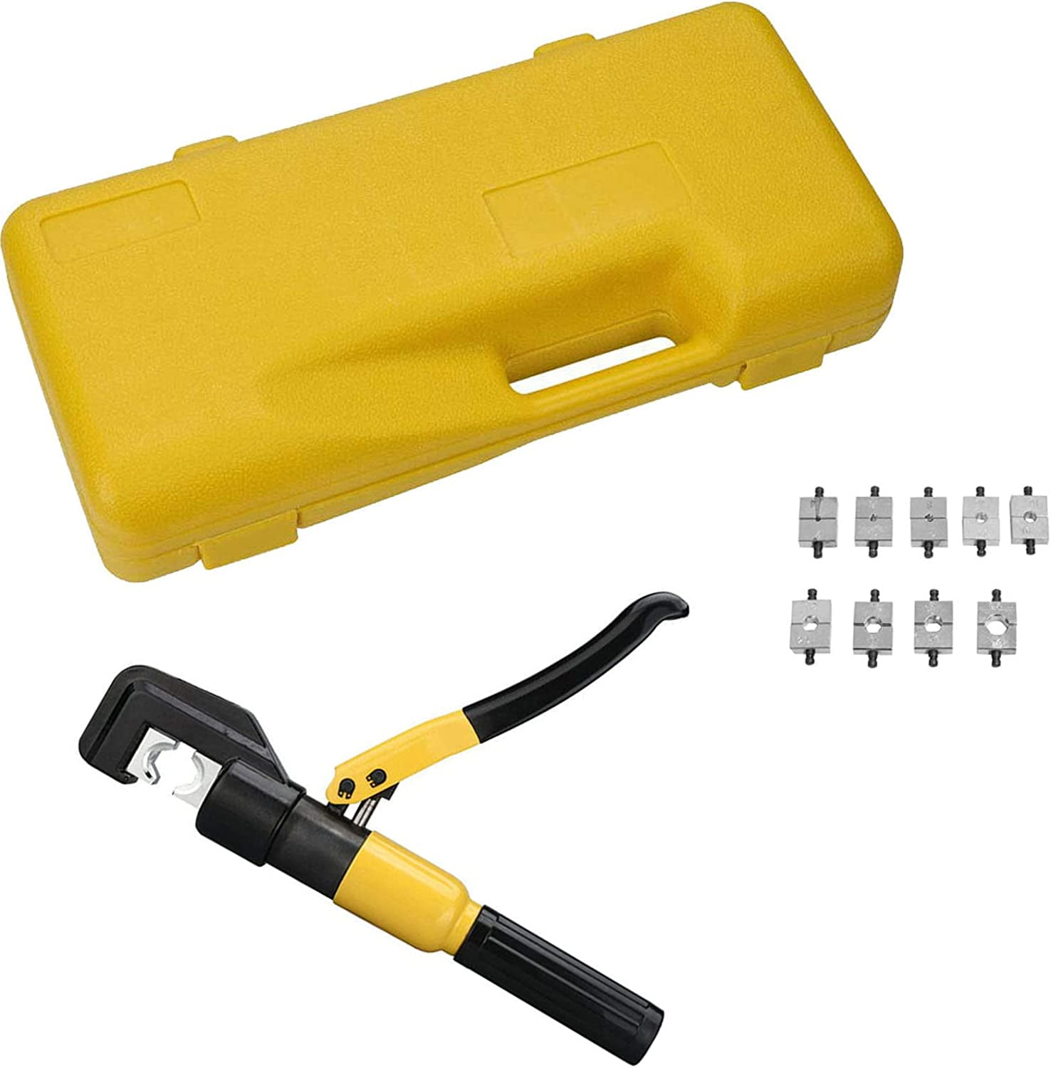PET-U 10 Ton Hydraulic Wire Crimper Battery with 9 Dies Cable Lug ...