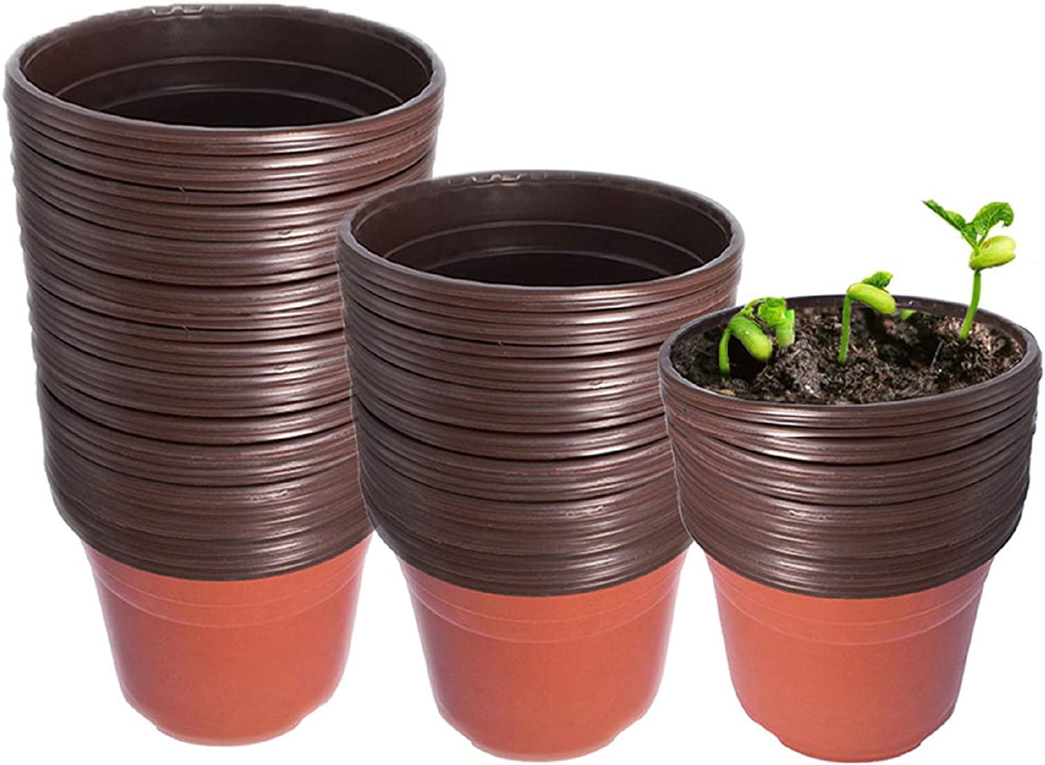 PET-U 100PCS Plastic Plant Flower Pots Nursery Garden Seedlings ...