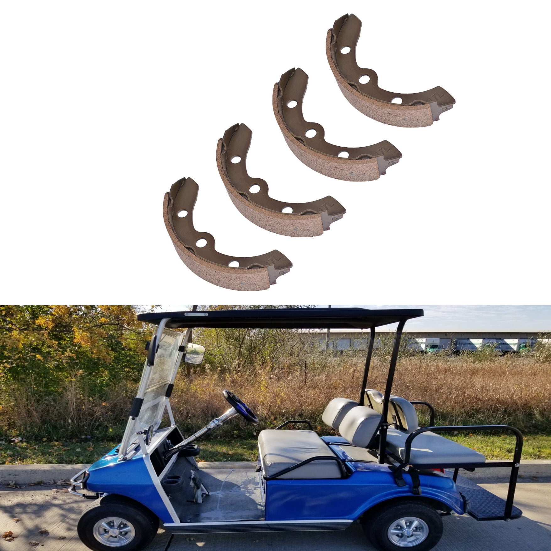 PET-U 1011463 Golf Cart Brake Shoes Set of 4 Club Car DS Rear Brakes ...