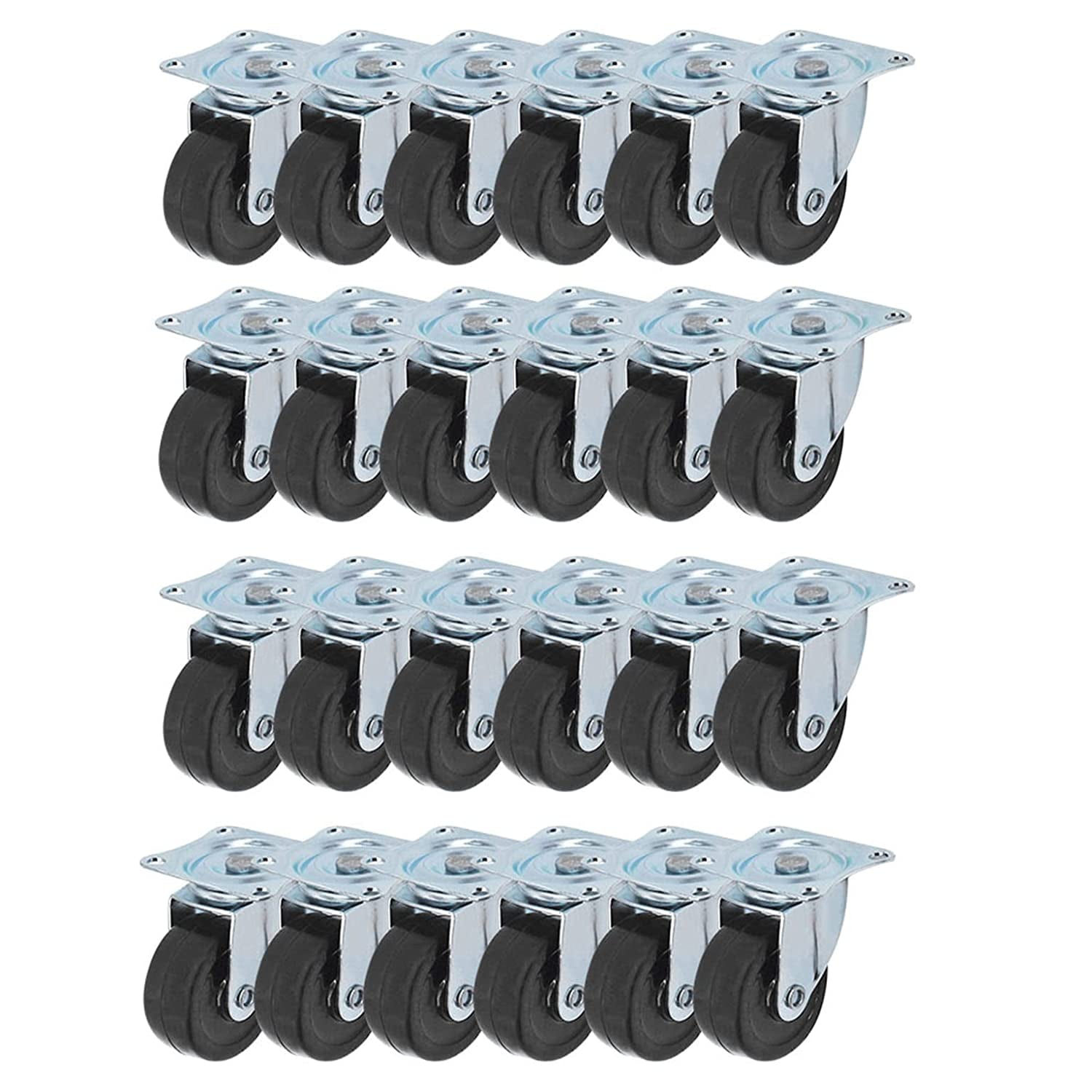 PET-U 24 Pack 2 Inch Small Casters, Heavy Duty No Noise Swivel Casters ...