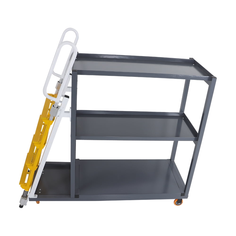PET-U 3 SHELF 4 STEP Aluminum Picking Ladder Cart Logistics Sorting ...
