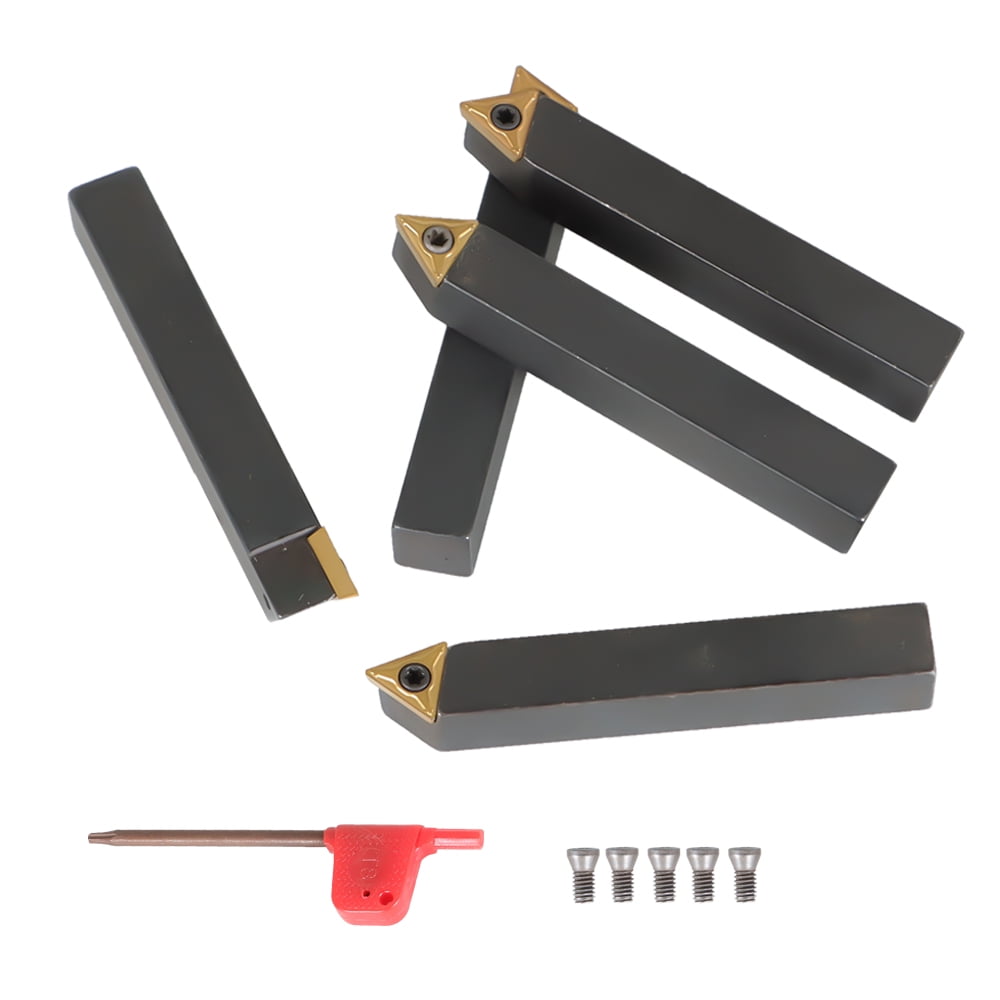 PET-U 5Pcs Metal Lathe Tools Bits 3/8" Carbide Indexable Turning Tool ...