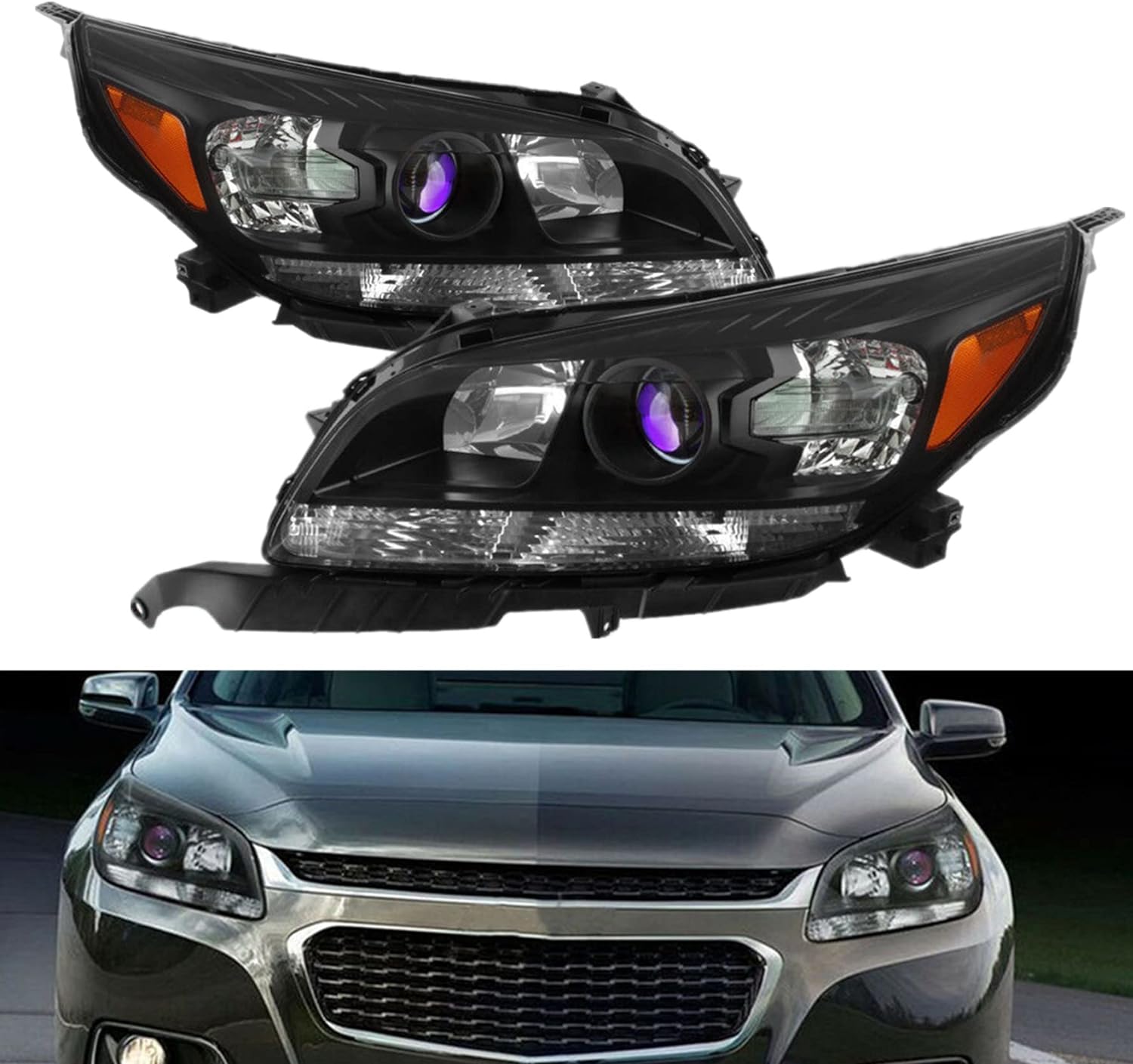 PET-U Black Halogen Projector Headlight Headlamp Assembly Driver and ...