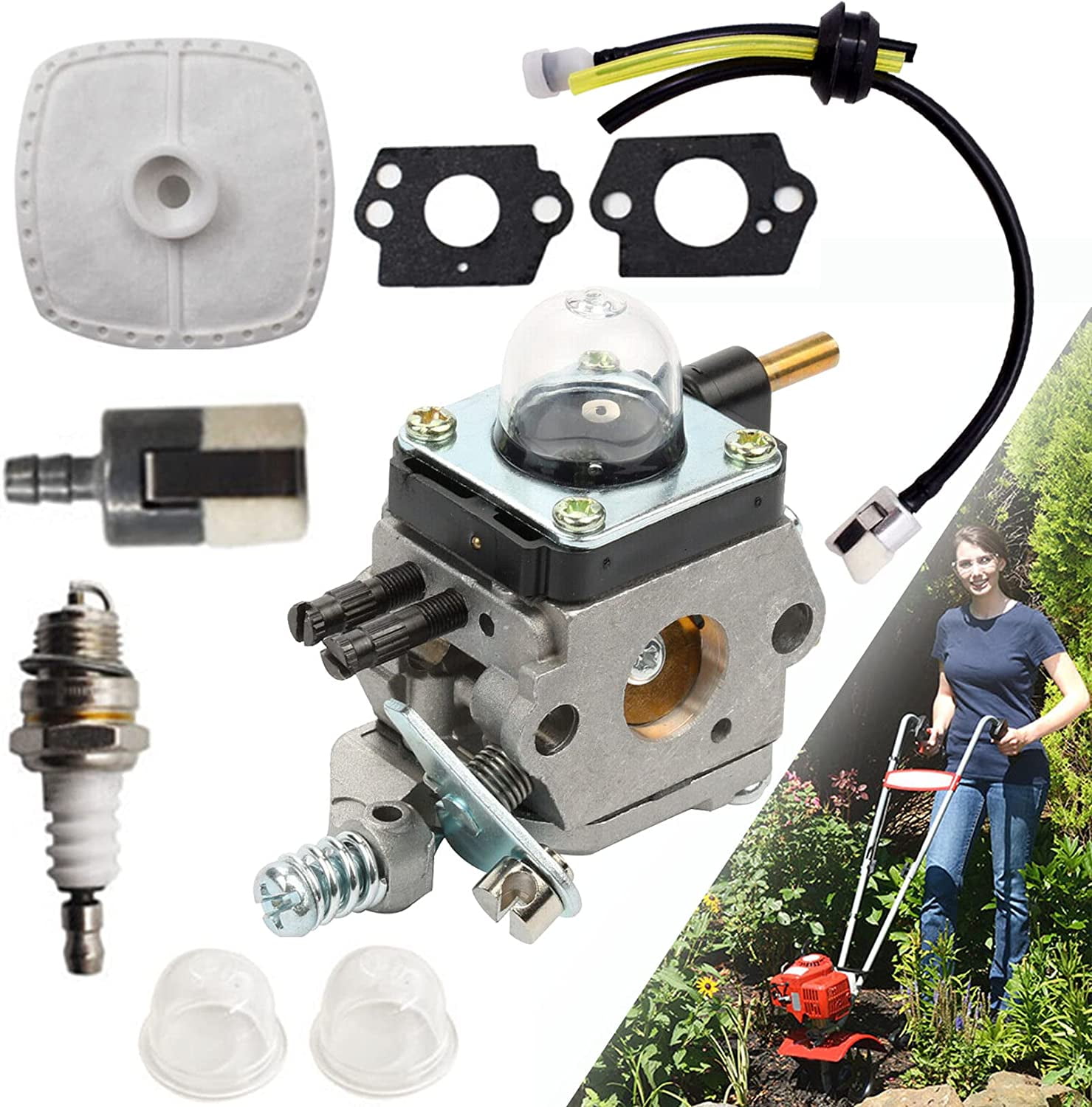 PET-U C1U-K82 Carburetor Replacement for Mantis Tiller Parts 7222 7225 ...