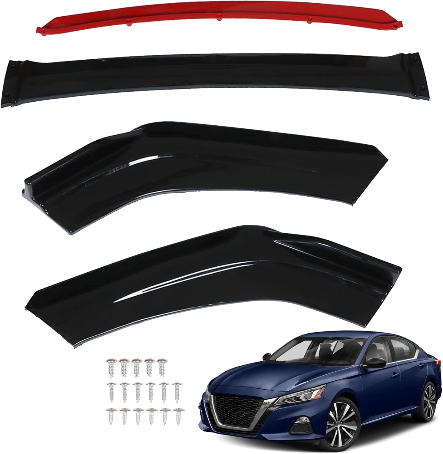 PET-U Universal Car Front Lip Bumper Spoiler Kit Red 2 Layer Lip Matte ...