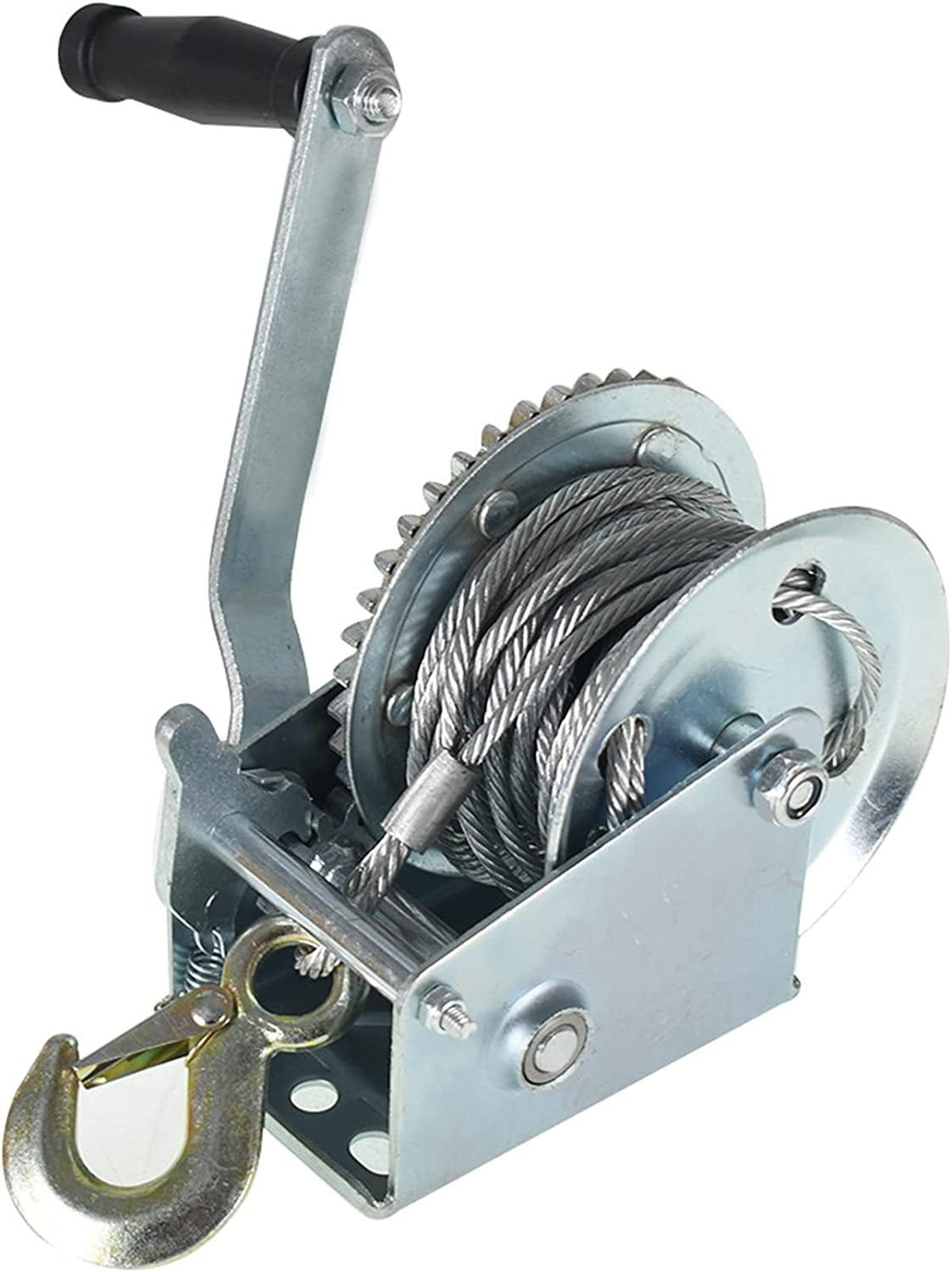 PET-U Winch Hand Crank Winch 1600 lbs with 32ft Wire Cable Hook Fits ...