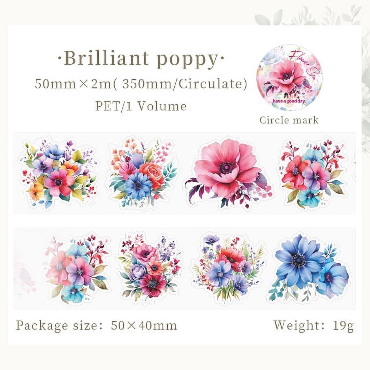 PET Washi Tape Flower Garden Series Decorative Tape Set DIY Sticker ...