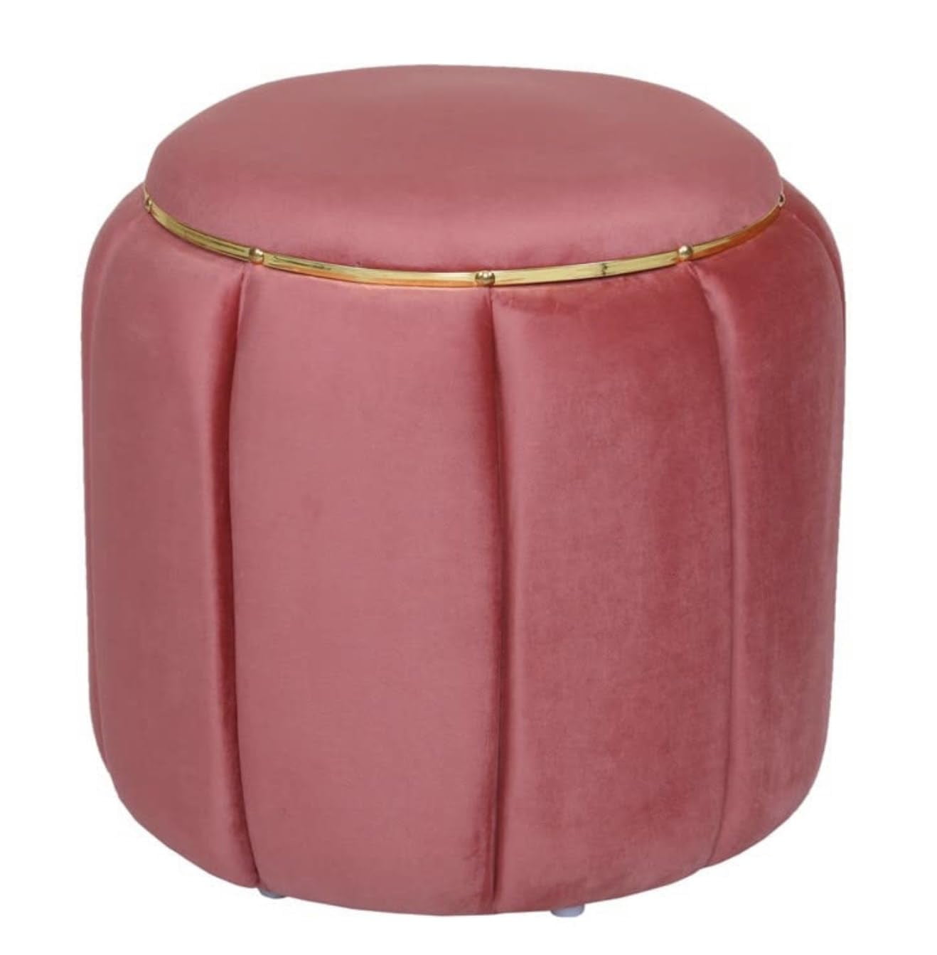 PETARCHI Upholstered Round Pouffe Stool Cushioned Sitting Ottoman for ...