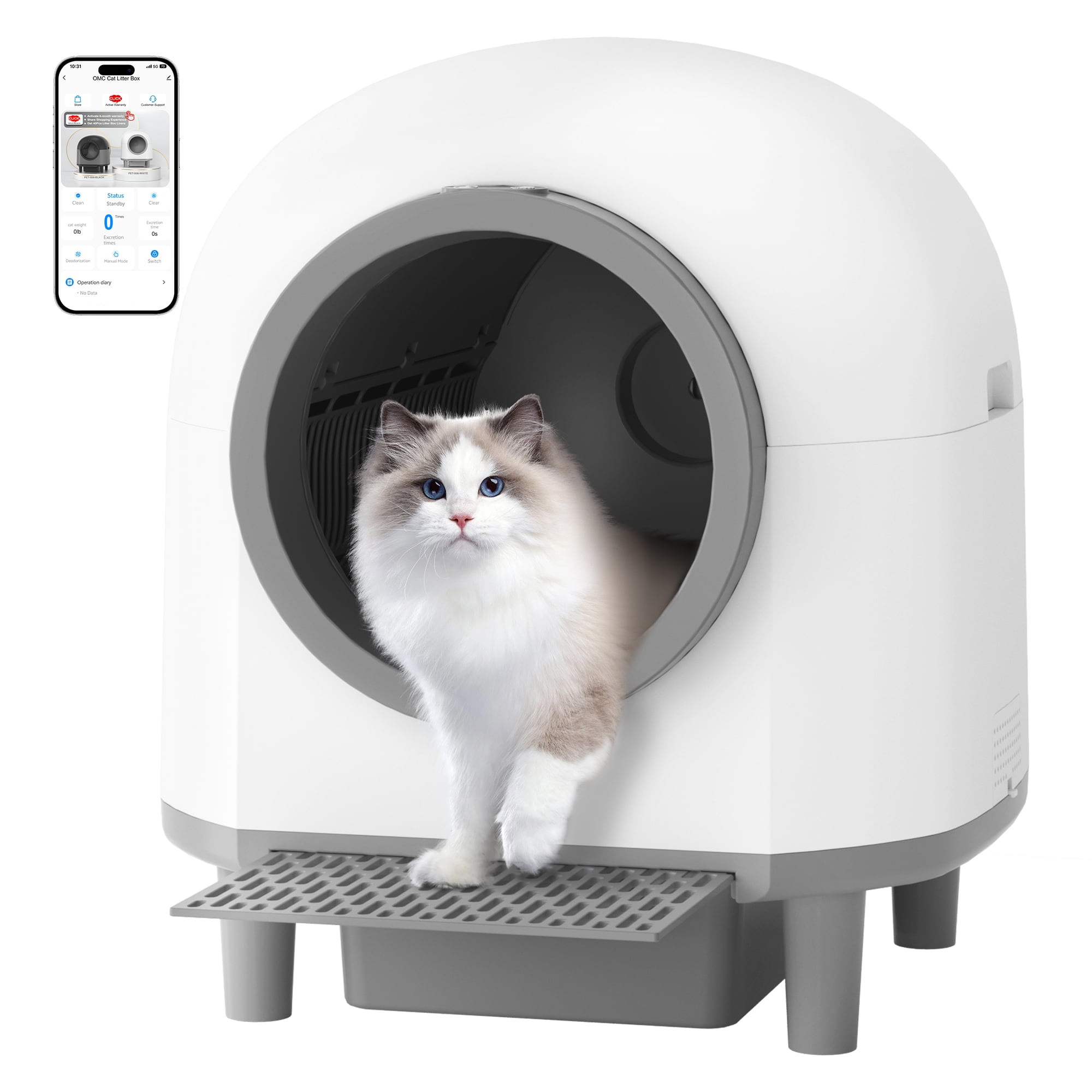 PETCAL Self Cleaning Cat Litter Box, Safety Protection Smart Litter Box ...