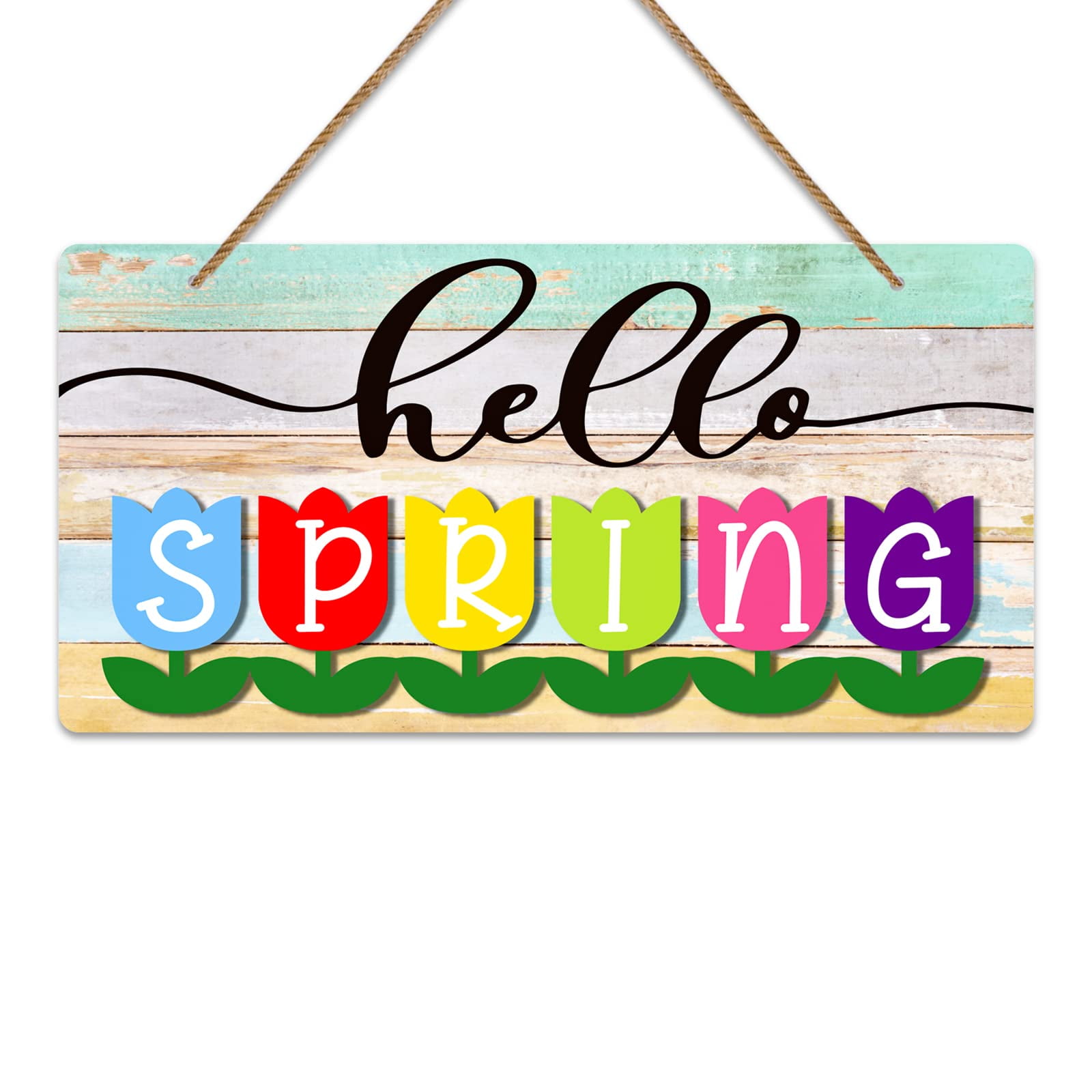 PETCEE Spring Door Decor - 12"x ATT16" Spring Wreaths Front Door Hello ...