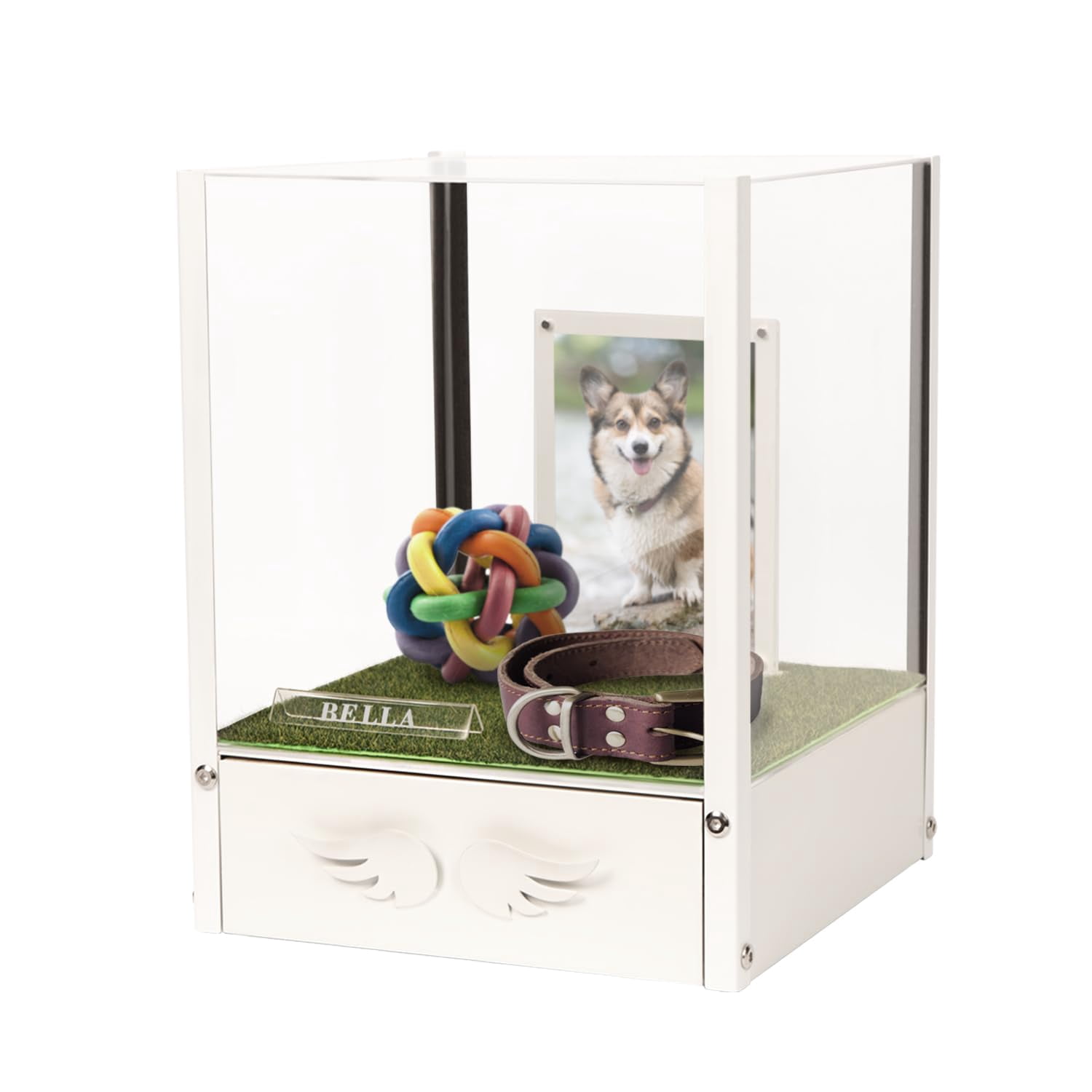 PETCOMO Pet Memorial Shadow Box, Memorial Gift Pet Urn for Ashes White ...