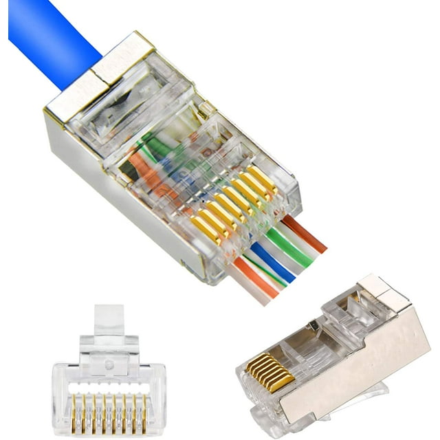 PETECHTOOL RJ45 CAT6 Connector End Pass Through Ethernet 8P8C Modular ...