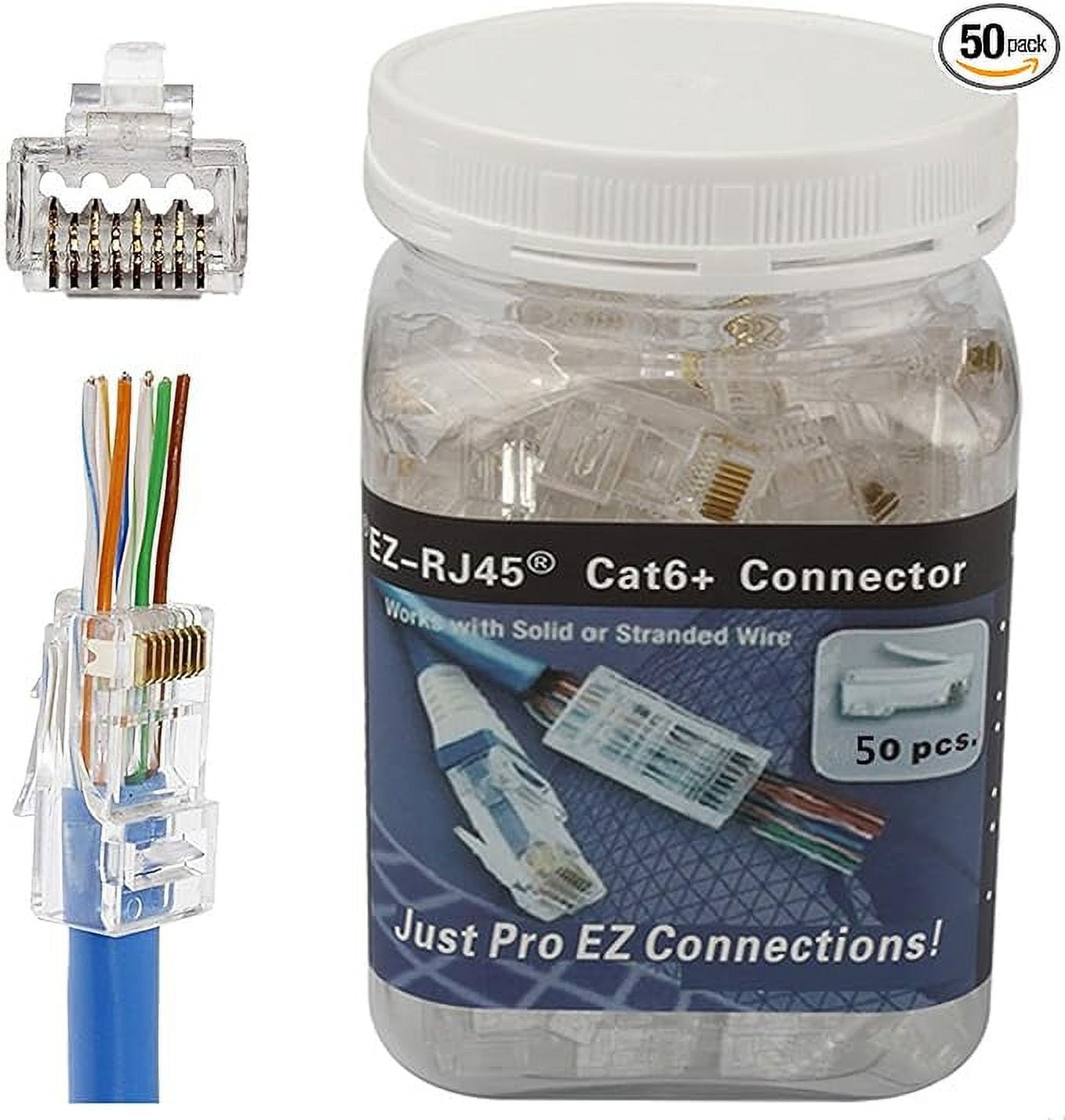 PETECHTOOL RJ45 CAT6A CAT6 Pass Through Connectors 23 AWG Cables 50 ...