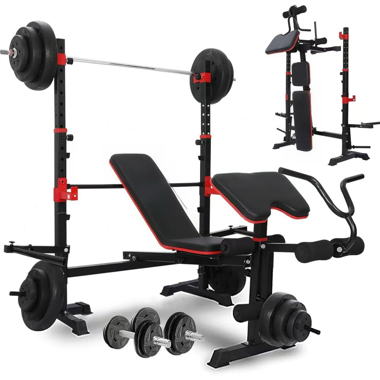PETEMO 1500LBS 6 in 1 Olympic Weight Bench Set with Leg Extension/Curl ...