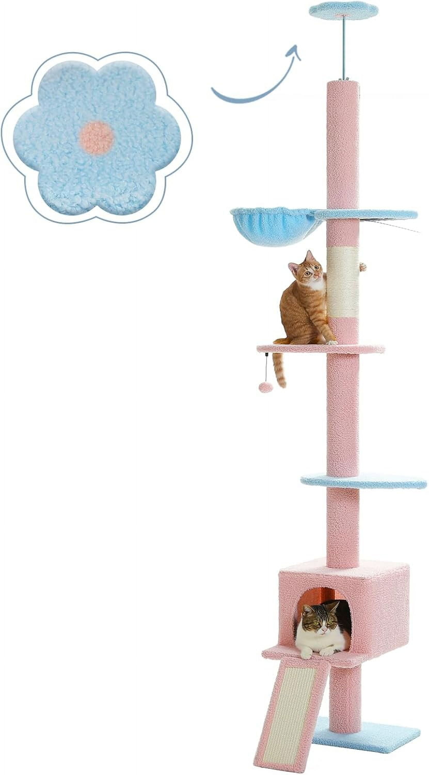 PETEPELA Floor to Ceiling Cat Tree[83"-108"], Cat Tower 5 Levels ...