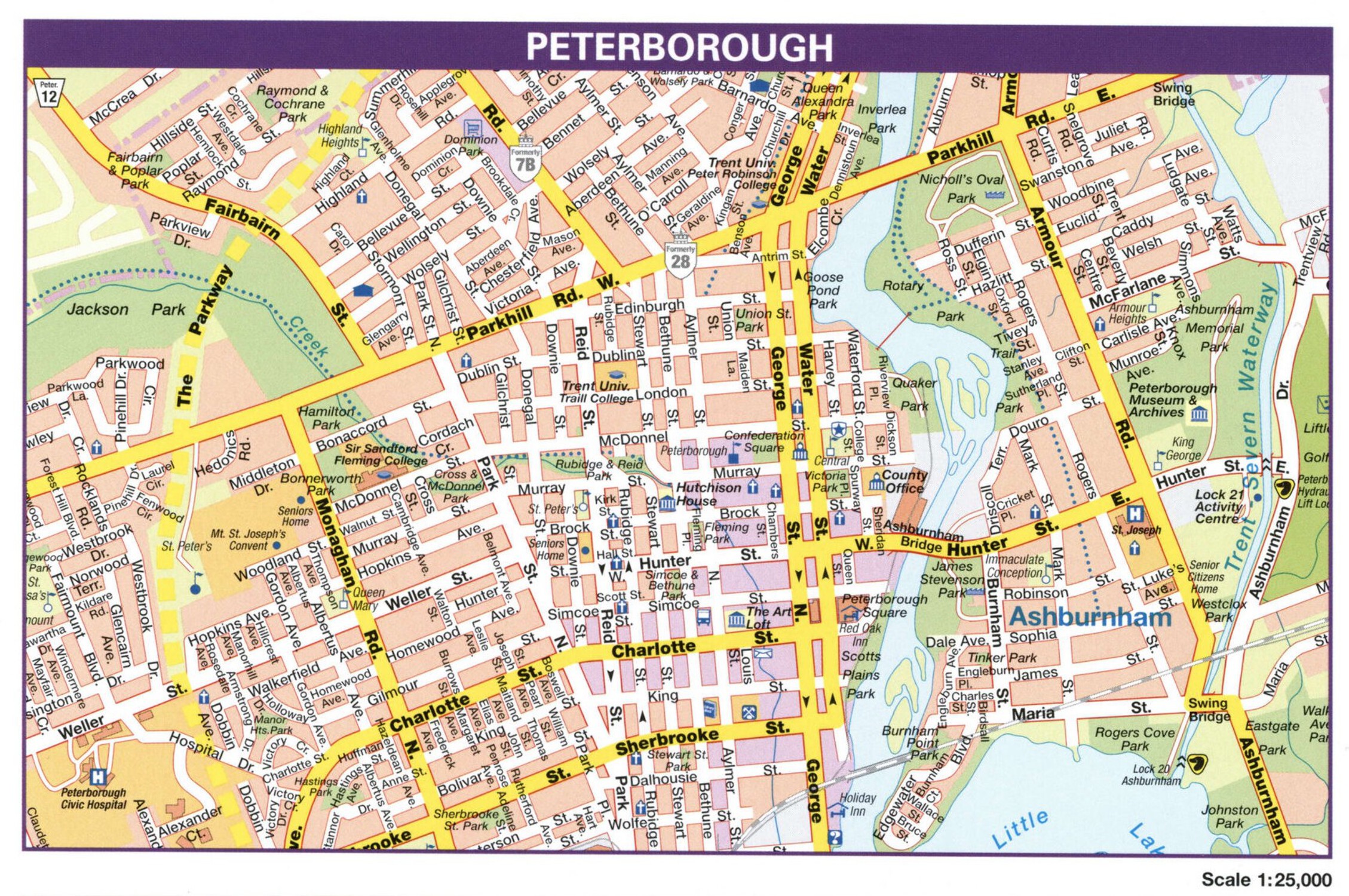 Peterborough Ontario Canada Map Glossy Poster Picture Photo Print ...