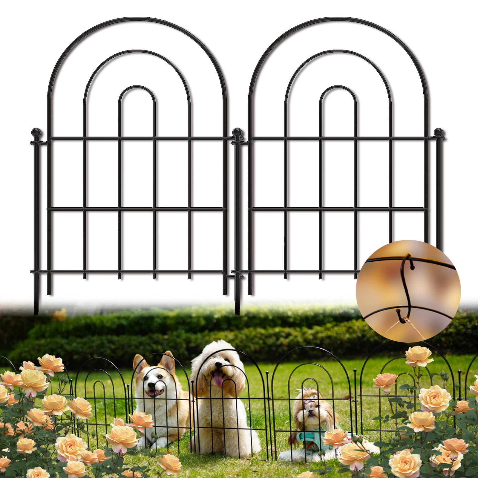 PETFORT Garden Fence Panels, HMF23 24 in (High) x 10 ft (Long) Metal ...