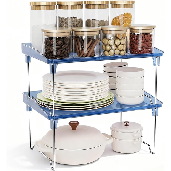 PETGLE Acrylic Cabinet Organizer Shelf,4 Pcs Stackable Kitchen Counter ...