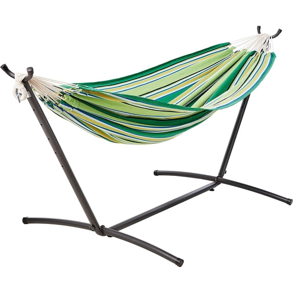 PETGLE Double Hammock with 9-Foot Space Saving Steel Stand and Carrying ...