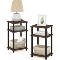 PETGLE JUST Set of 2 Toolless 3-Tier Night Stand, Columbia Walnut ...