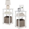 PETGLE JUST Set of 2 Toolless 3-Tier Night Stand, White | Compact ...