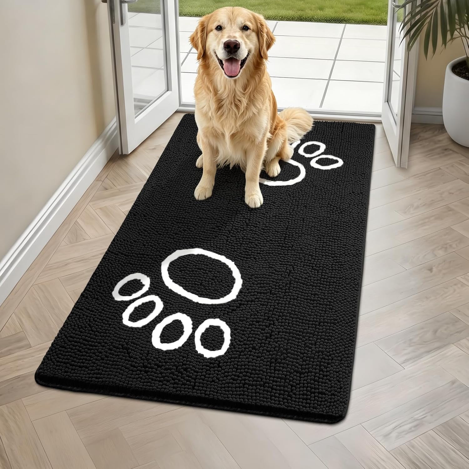 PETGLE Super Absorbent Dog Door Mat, 48"*30" Anti Slip Mat for Muddy ...