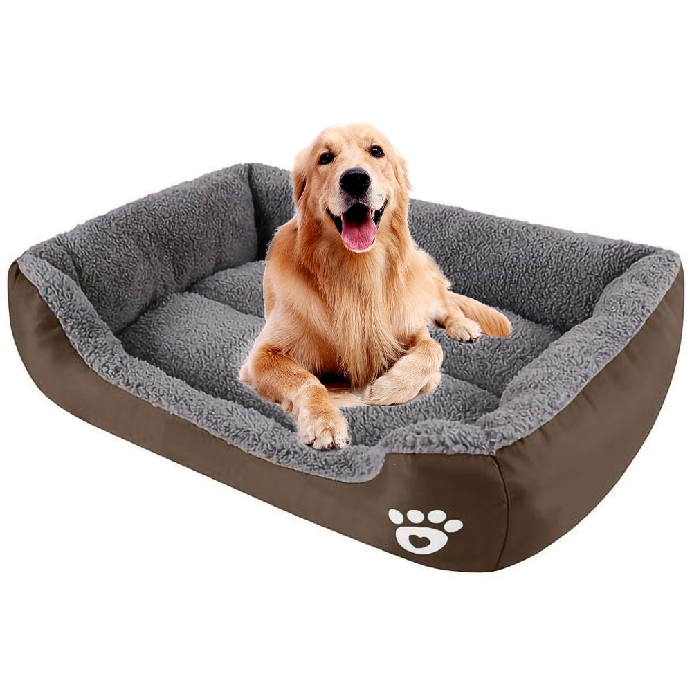 Petimi Small Dog Bed Orthopedic Washable Breathable Rectangle Brown ...