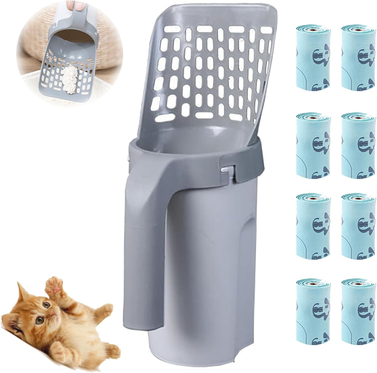 PETIZER Premium Cat Litter Scoop with 90 Count Refill Bags, Integrated ...