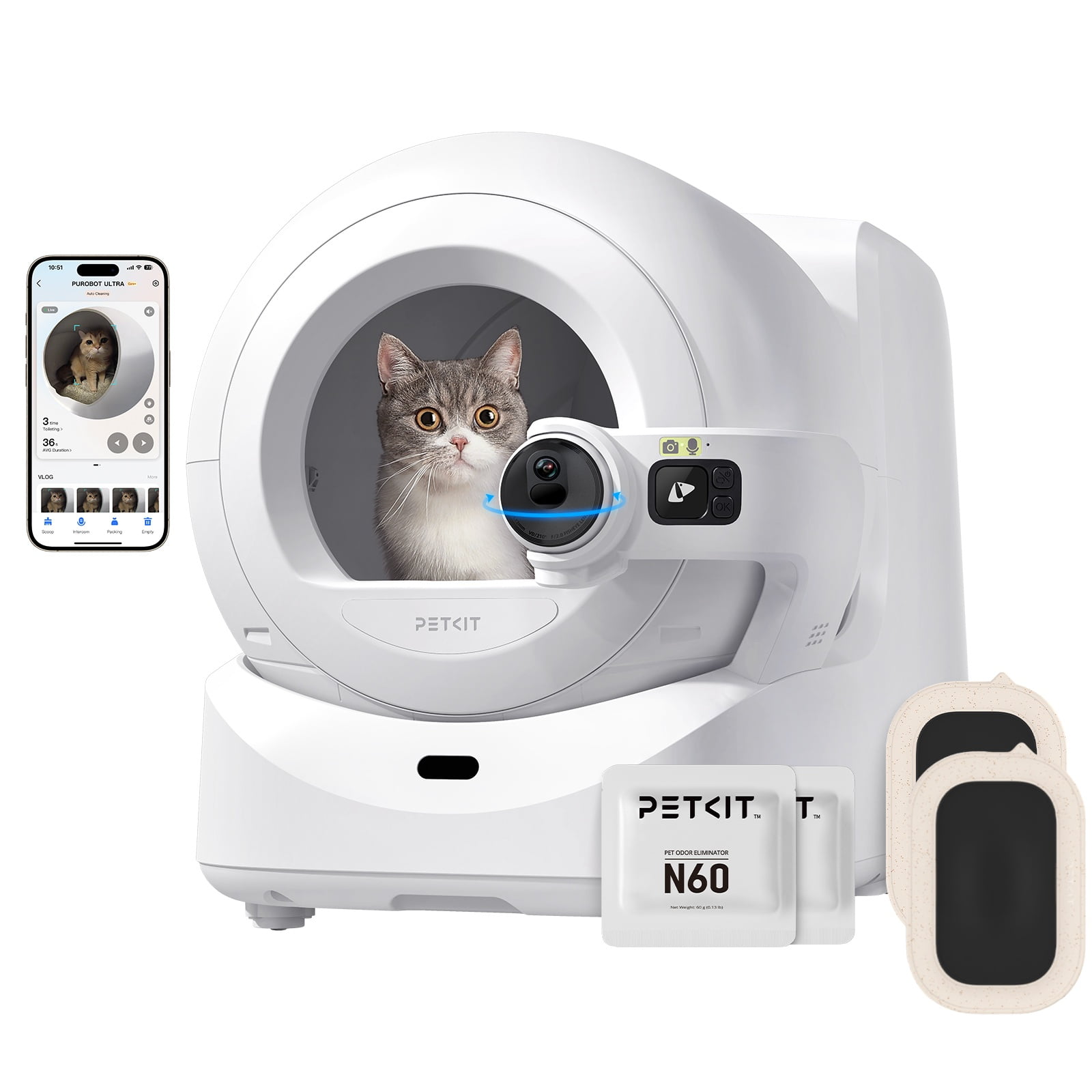 PETKIT Purobot Ultra Automatic Waste Packing Self-Cleaning Cat Litter ...