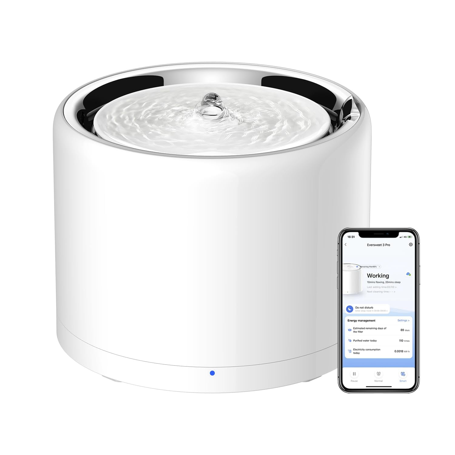 PETKIT Stainless Steel Cat Water Fountain with Wireless Pump, Dog Cat Water Fountain Dispenser ...