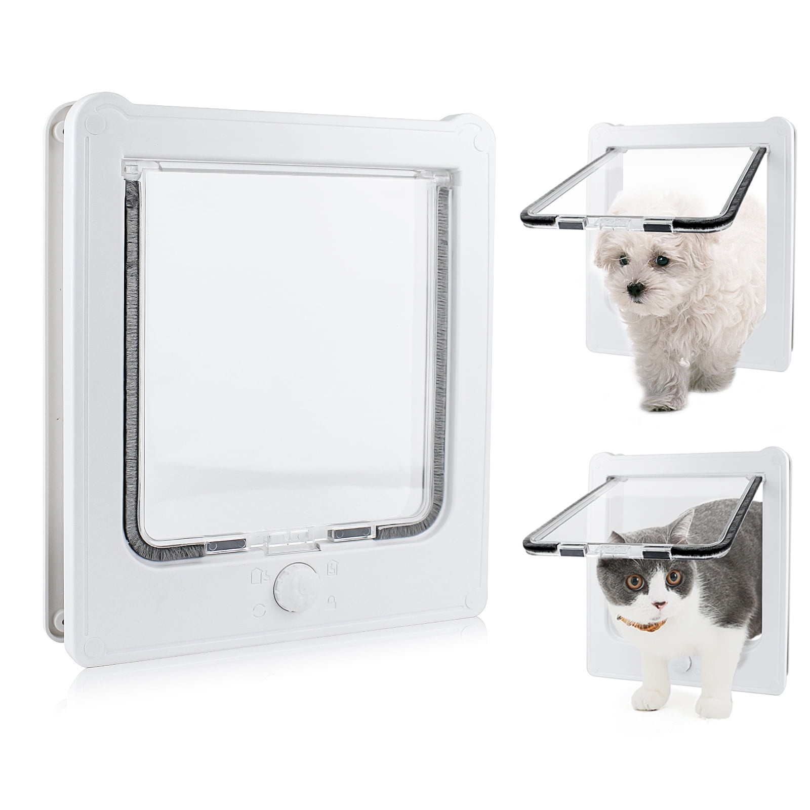 PETLESO Cat Door 4 Switching Modes Locking for Wooden Door, Small Pet ...