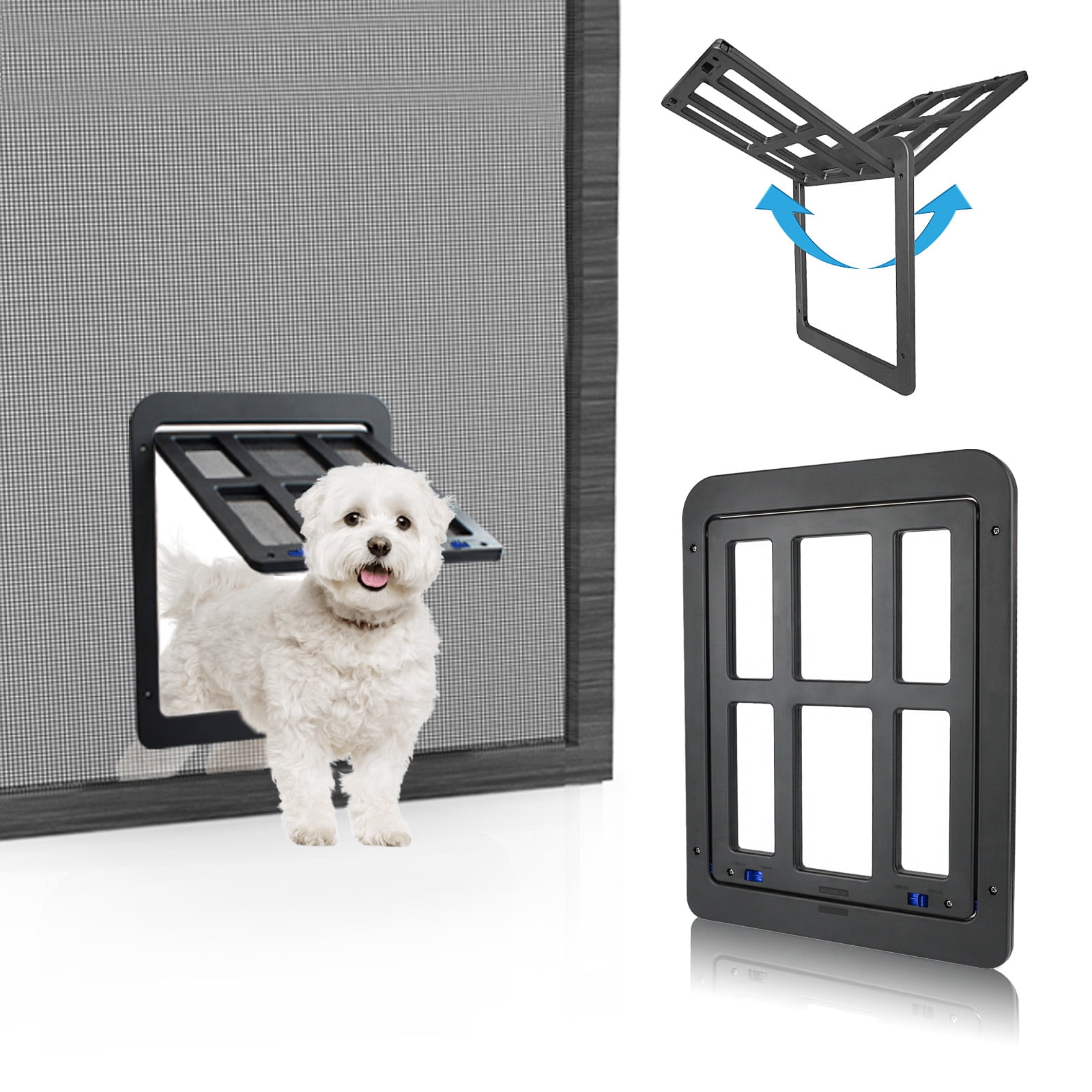 PETLESO, Cat Screen Door with Magnetic Flap Lockable, 9.8