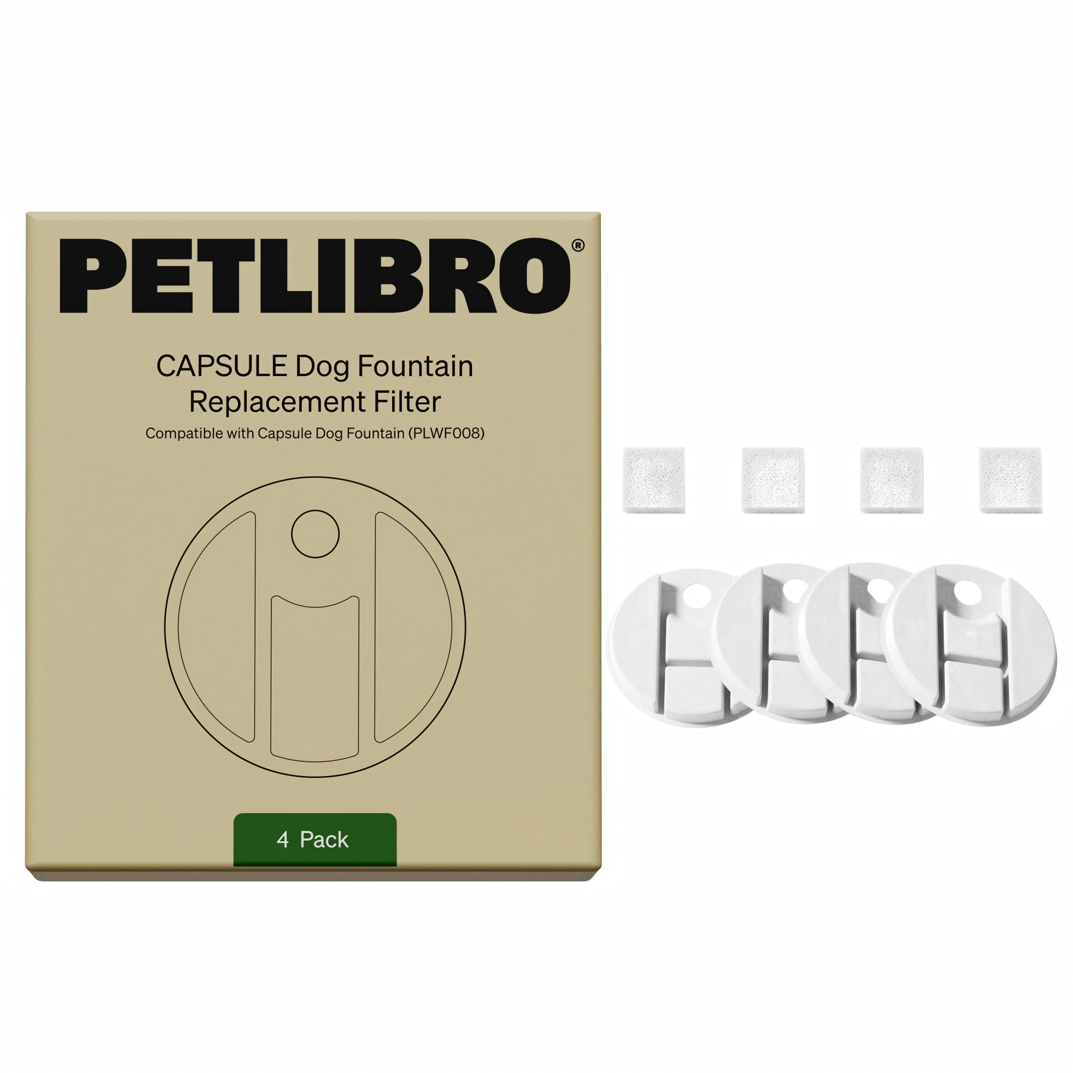 Petlibro Replacement Filters for Capsule Dog Fountain PLWF008; 2-Month Supply, 4-Pack; High ...