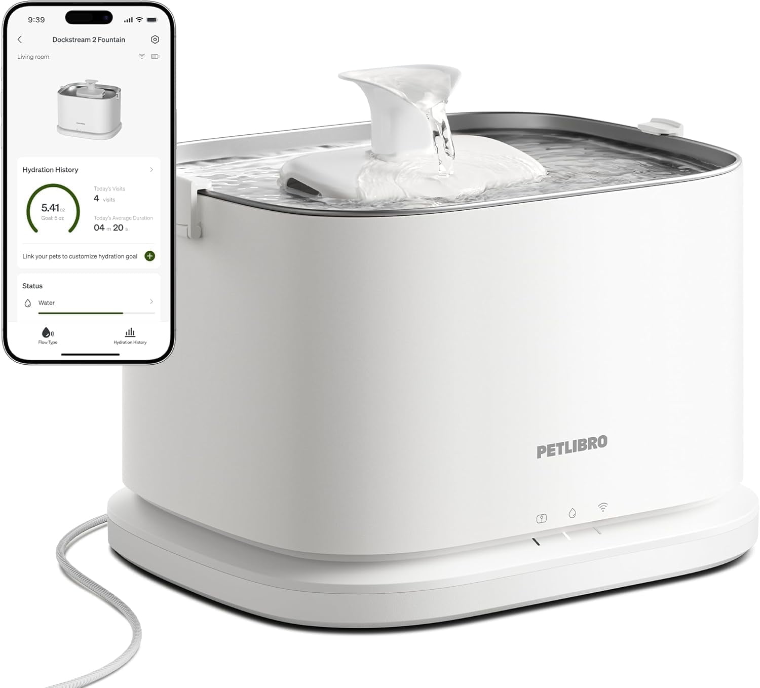 PETLIBRO Upgrade Cat Water Fountain Stainless Steel Tray, Dockstream 2 ...