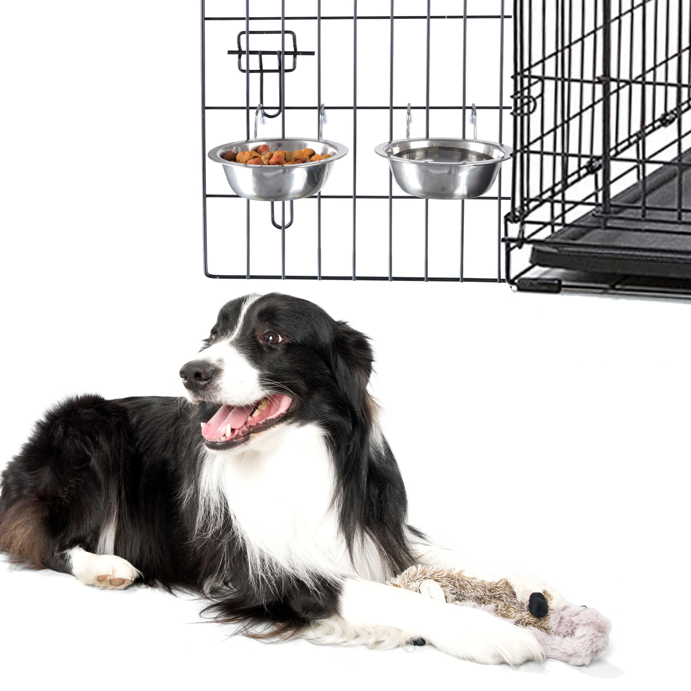 PETMAKER Stainless-Steel Hanging Pet Bowls for Dogs & Cats-Cage, Kennel ...