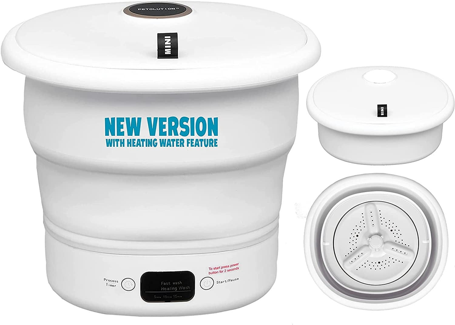 PETOLUTION Mini Portable Washing Machine Collapsible Laundry Washer for ...