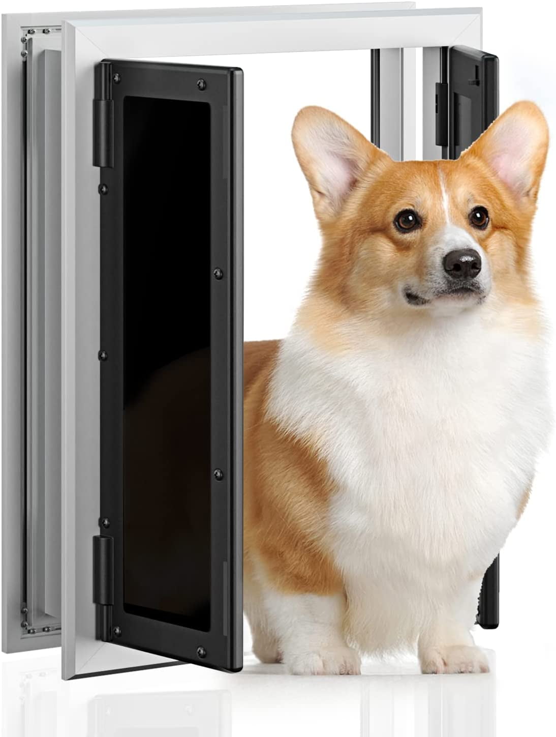 PETOUCH Medium Dog Doors for Wall with Aluminum Frame and Double Panels, Pet Doors with Slide-in ...