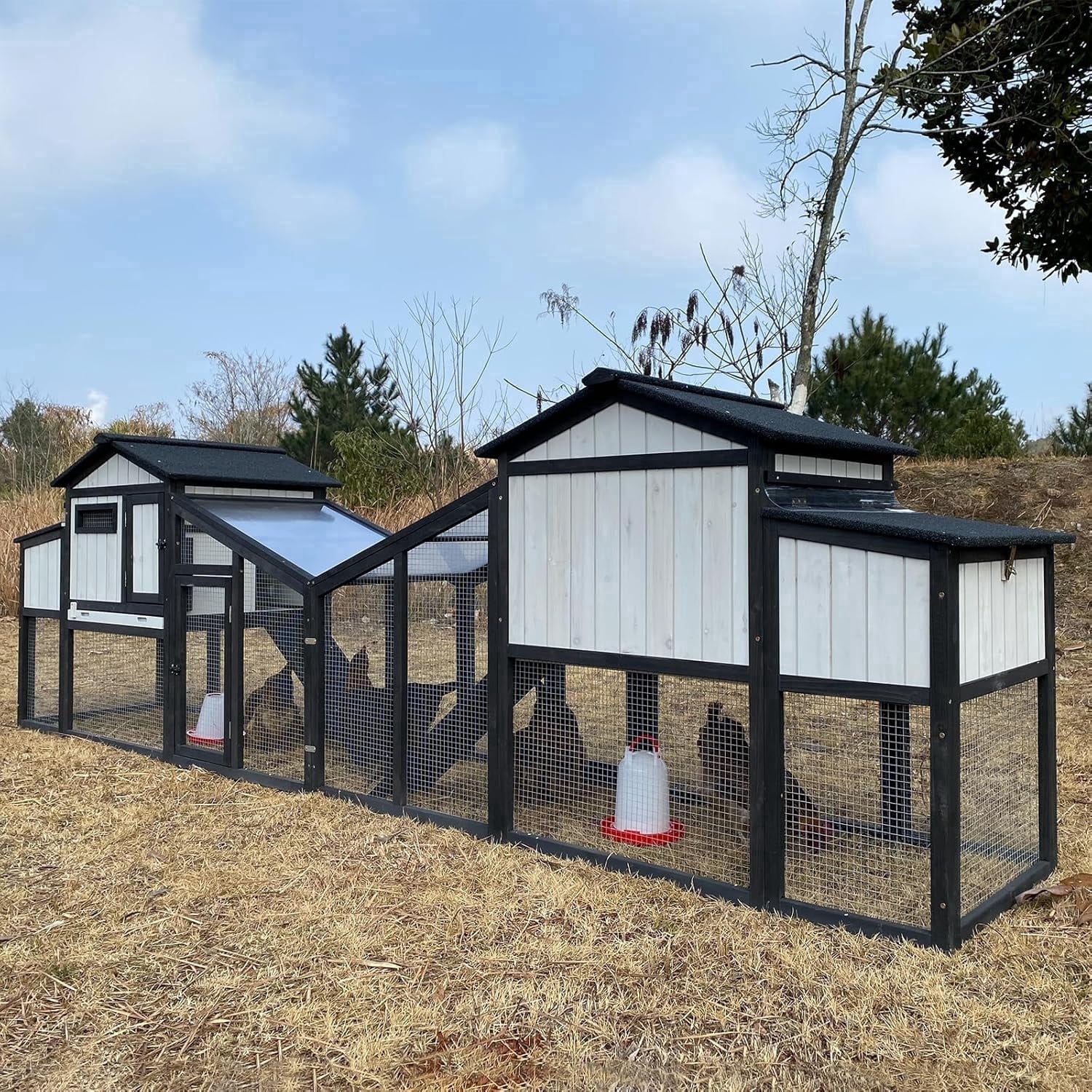 PETSCOSSET 132"L 2 Story Poultry Cage Chicken Coop Backyard Hen House ...