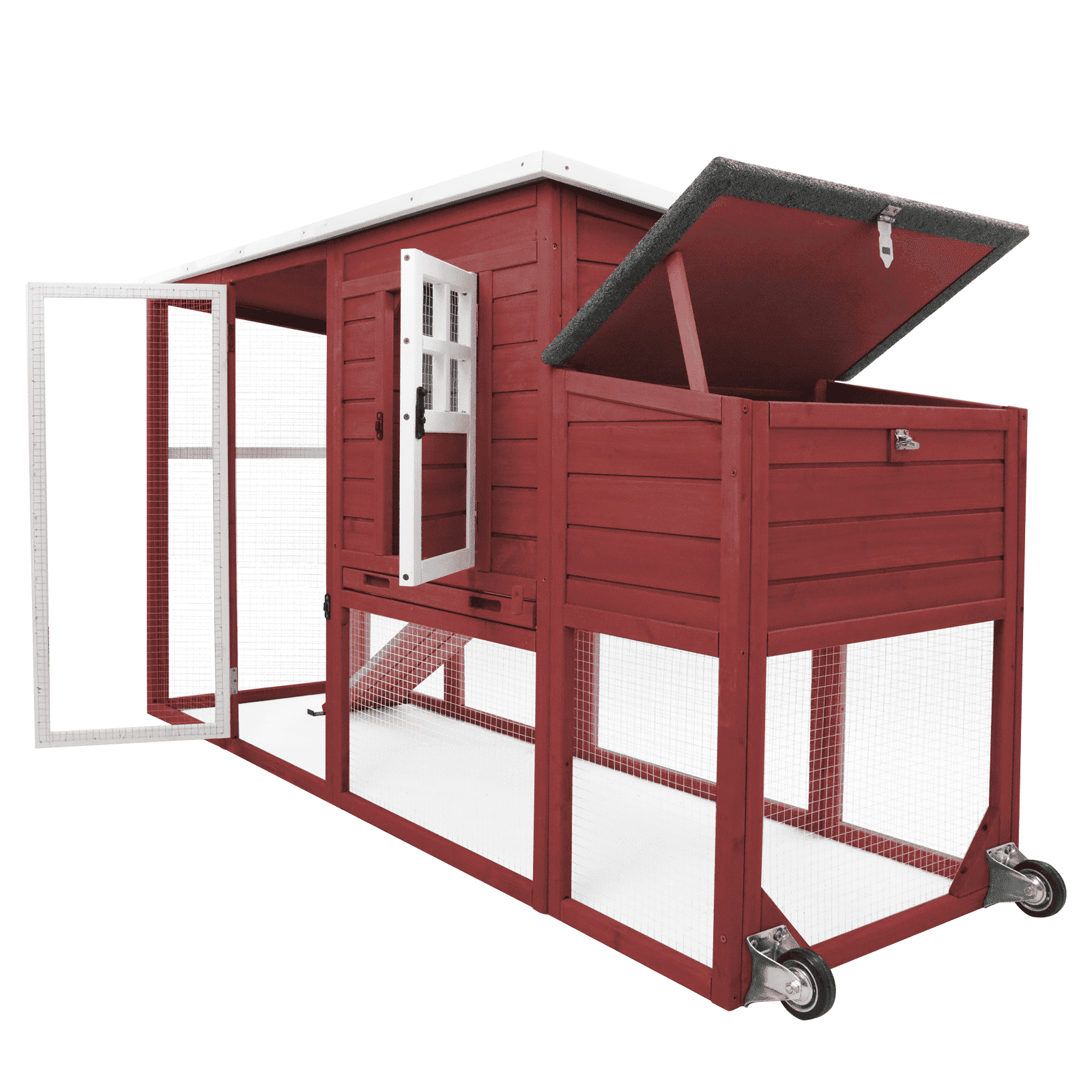 "PETSCOSSET 75"" Mobile Chicken Coop, Waterproof with Nesting Box, Tray ...
