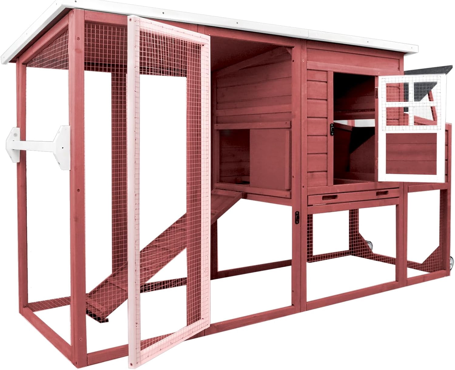 "PETSCOSSET 75"" Mobile Chicken Coop, Waterproof with Nesting Box, Tray ...