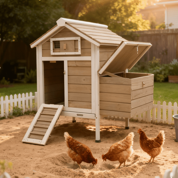 PETSCOSSET Large Chicken Coop/Rabbit Hutch with Removable Trays ...