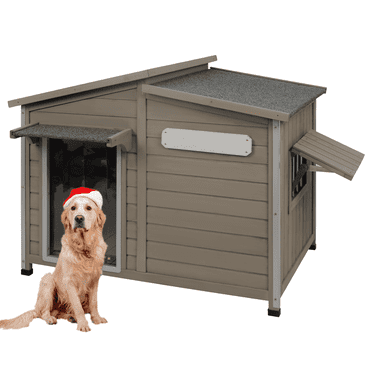 Pefilos 44" Wooden Dog House Outdoor Large Dog Kennel Weatherproof with ...
