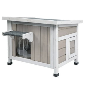 YUWENUS Heated Cat House with Heated Pad and Escape Door for Outdoor ...